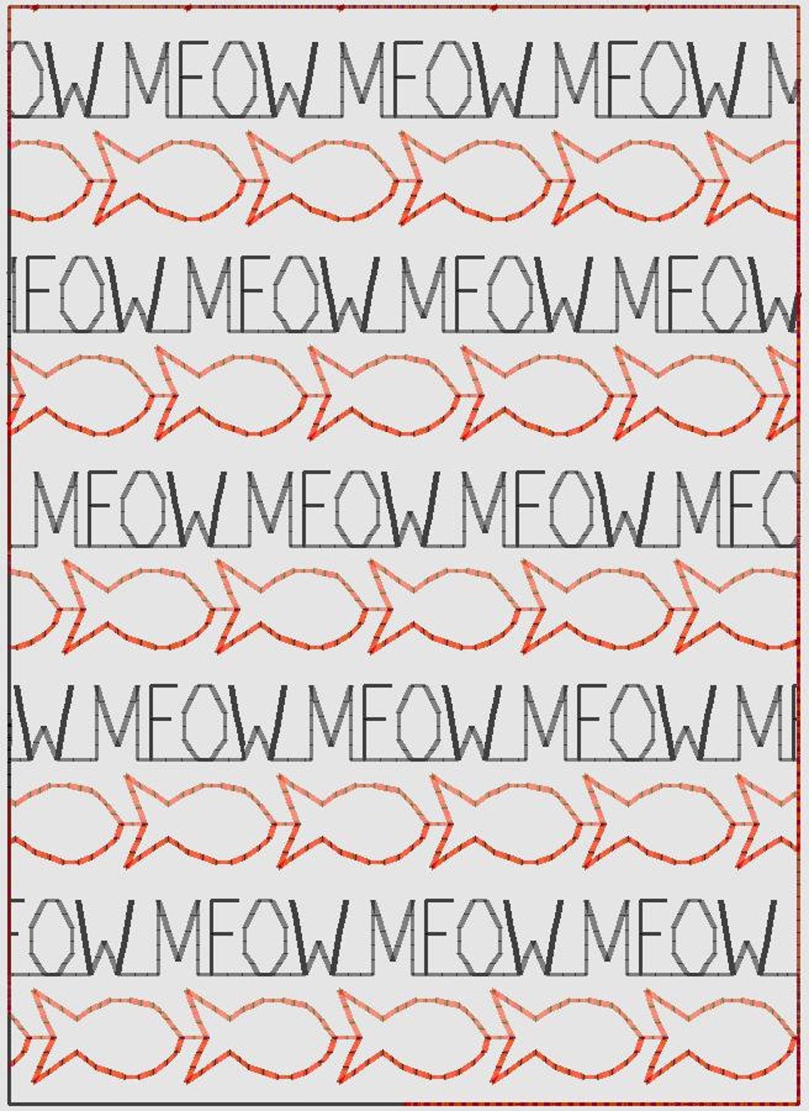 6 Files 5x7 Inch Cat Meow and Meow Fish Combo in the Hoop - Etsy