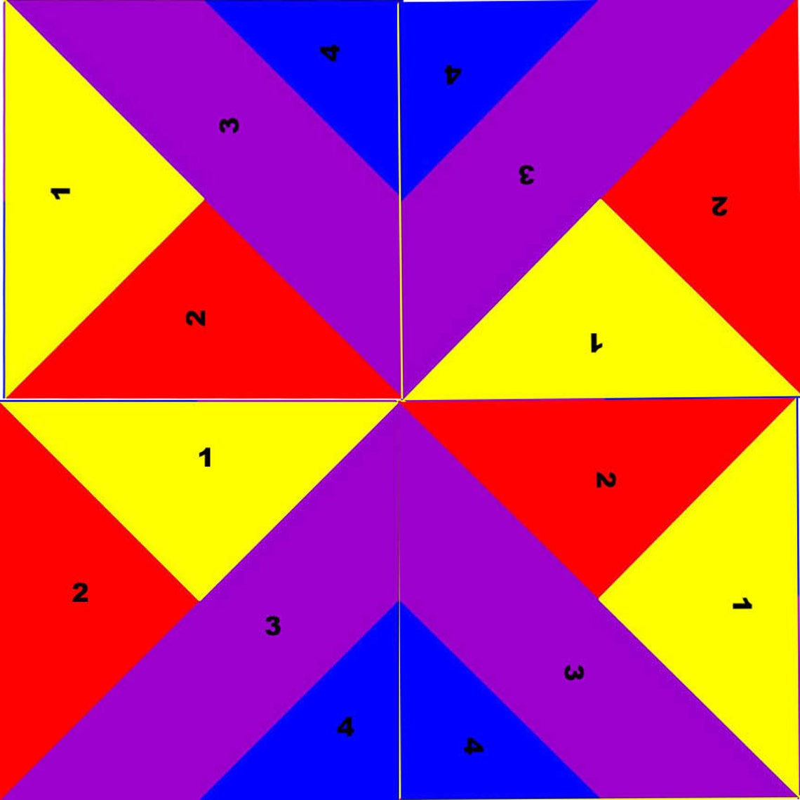 Windmill Half Square Triangle Split Quilting Block Paper Piecing in the ...