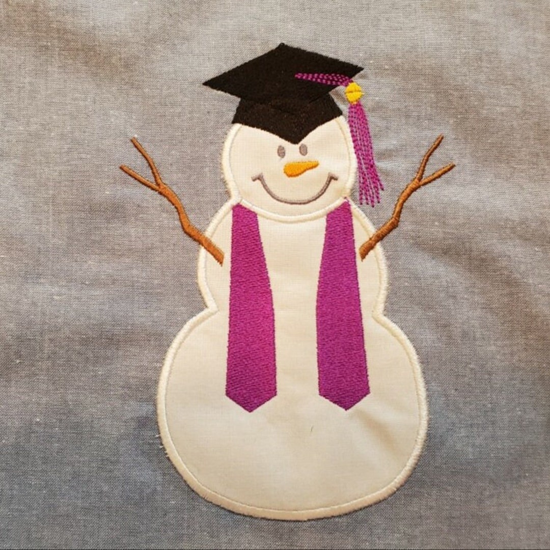 Graduate, Graduation Snowman Ith Applique Embroidery Design - Etsy