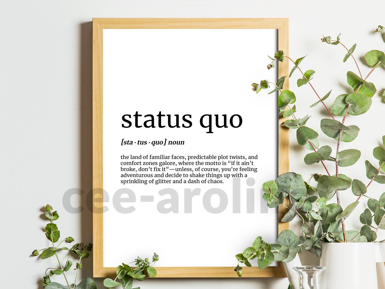 Printable Definition Quote Status Quo Print Wall Art Digital File ...