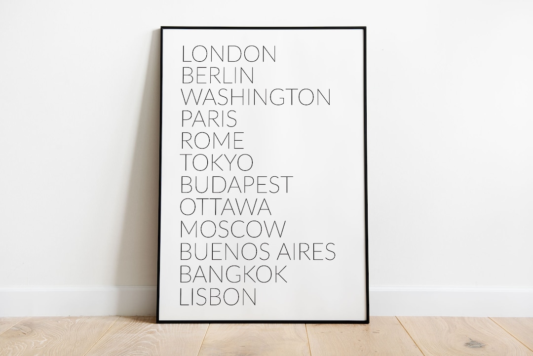 Printable Capital Cities - Capital City - Travel Print - Wall Art ...