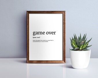Digital Download, Printable, Quote, Wall Art, Gaming Game Over - Etsy