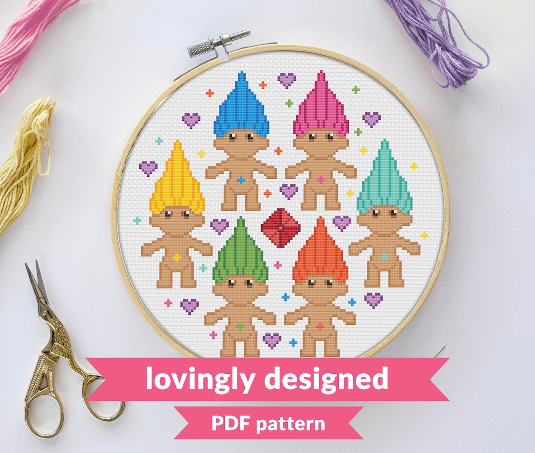 Retro 90s Trolls - Cross Stitch Pattern - Digital File - INSTANT ...