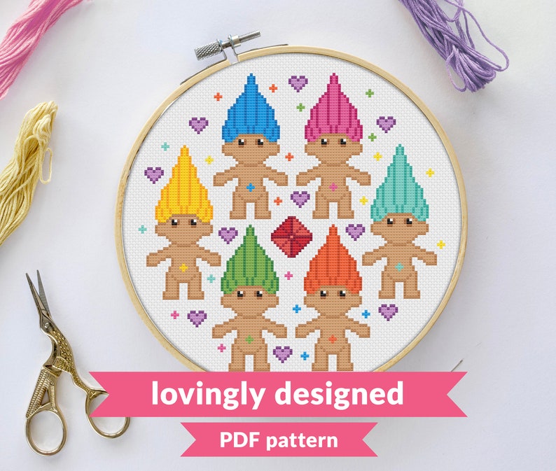 Retro 90s Trolls - Cross Stitch Pattern - Digital File - INSTANT ...