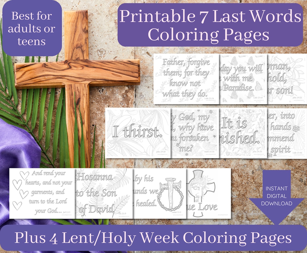 Seven/7 Last Words of Jesus Christ Coloring Pages for Teens/adults ...