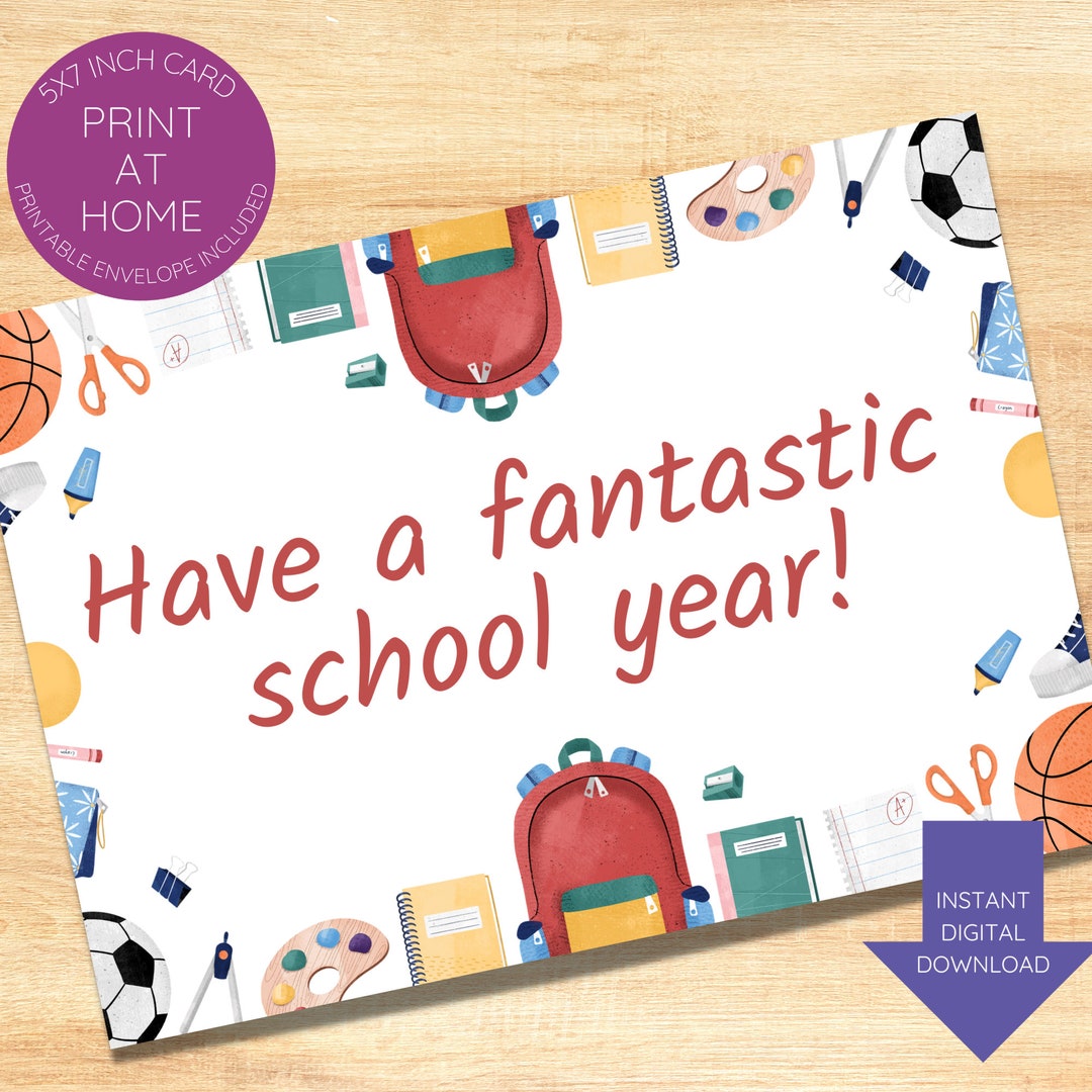 Back to School Child/teacher Printable Card-fantastic School Year-1st ...