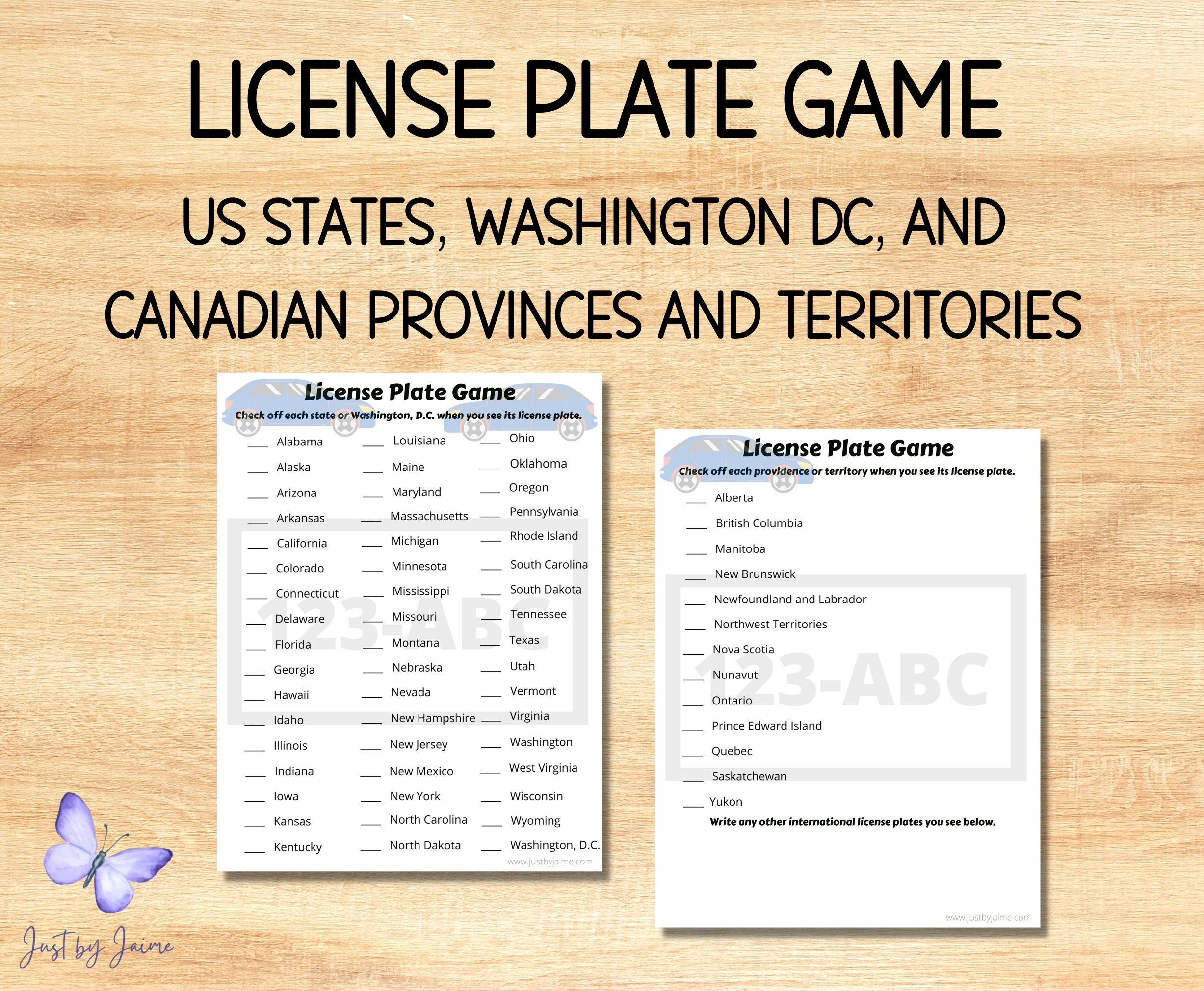 US License Plate Game With Bonus Canadian Provinces/territories ...