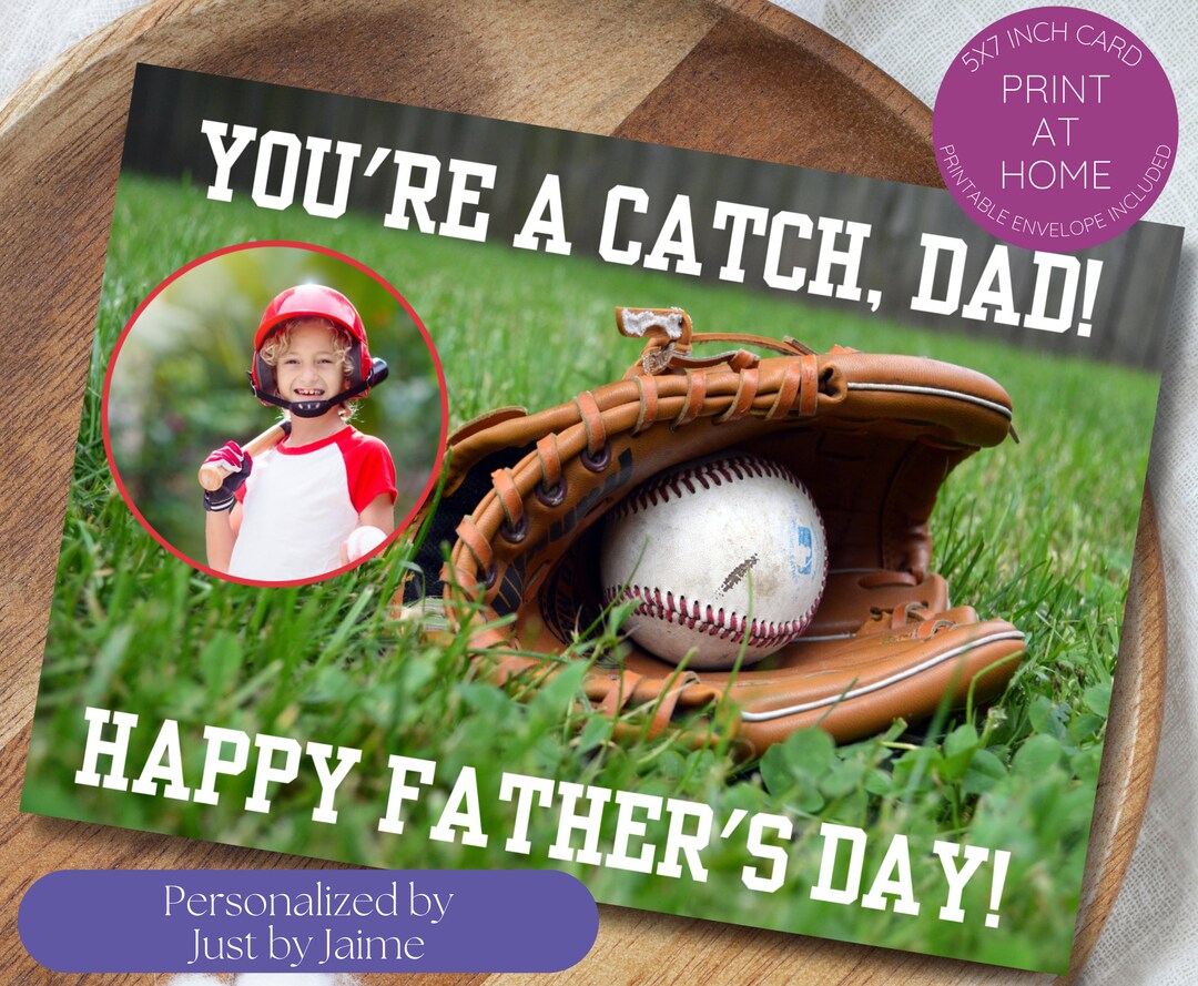 Personalized Baseball Father's Day Card-printable-add Photo-custom ...