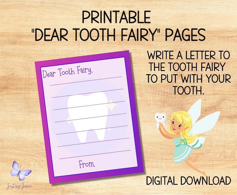 Printable Letter to Tooth Fairy-loose Tooth-instant Download-write ...