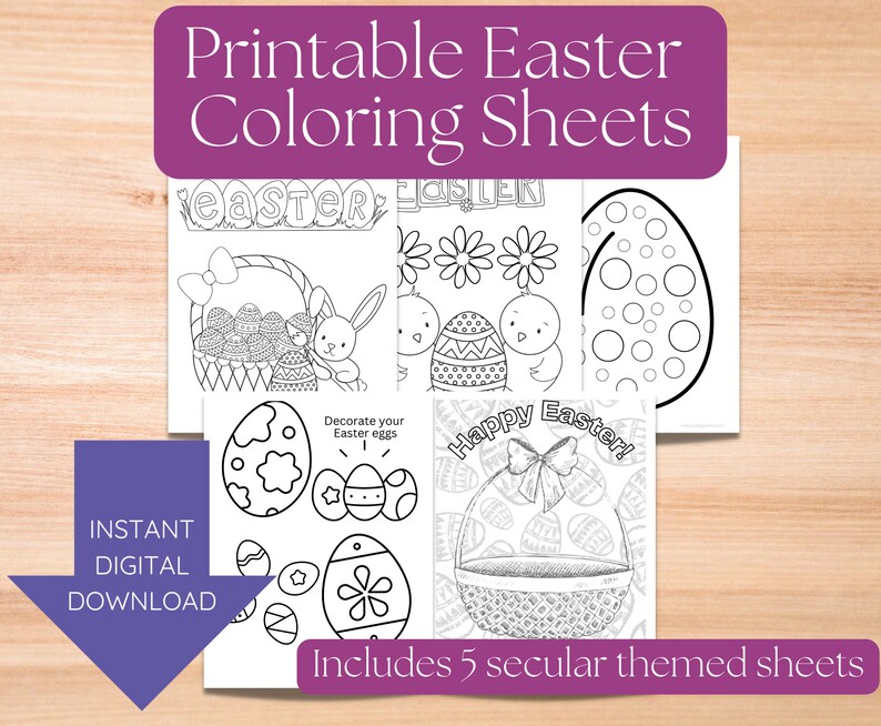 Printable Easter Coloring Pages/sheets-instant Download-easter Basket ...