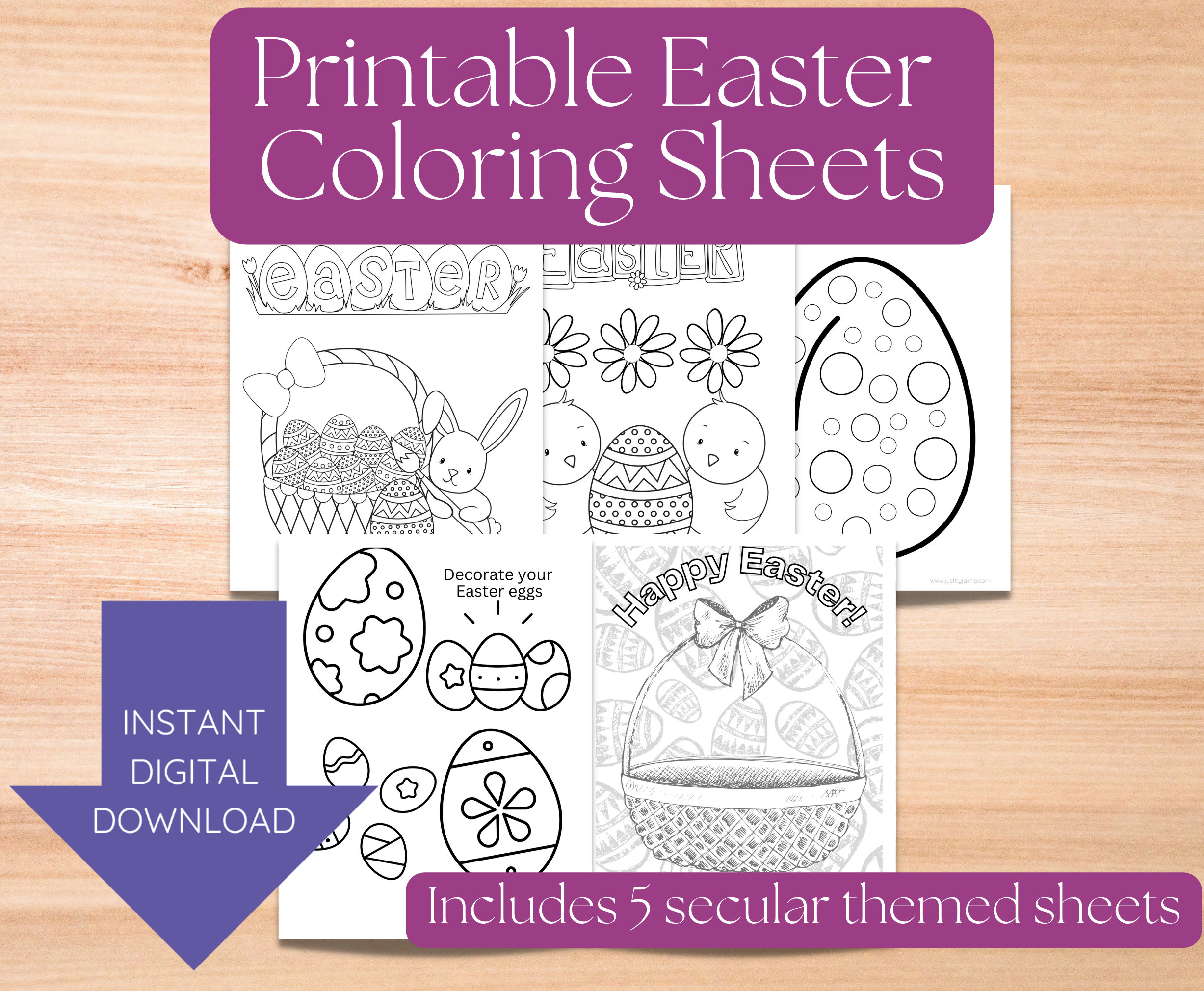 Printable Easter Coloring Pages/sheets-instant Download-easter Basket ...