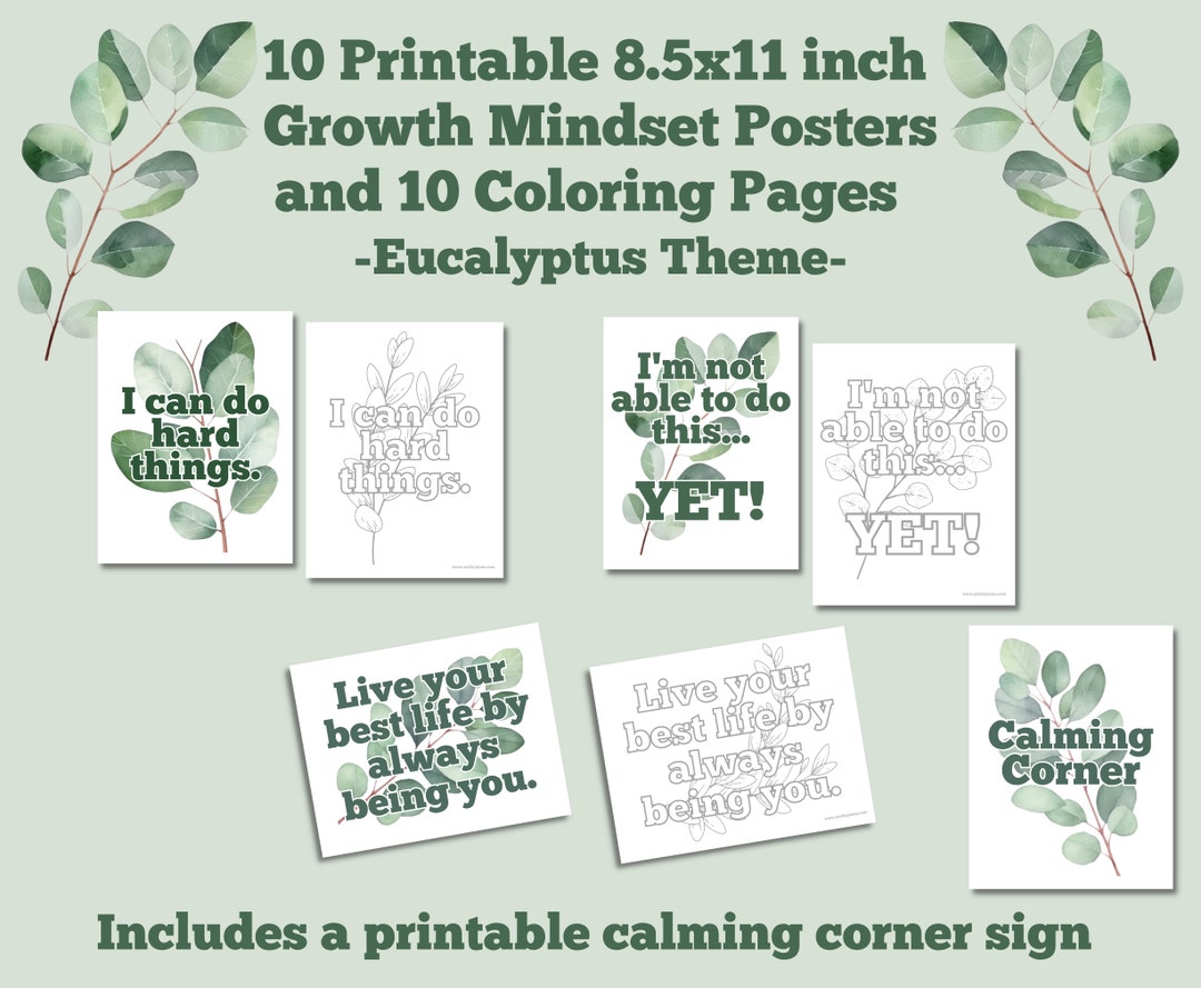 Printable Growth Mindset Posters and Coloring Pages-motivational ...
