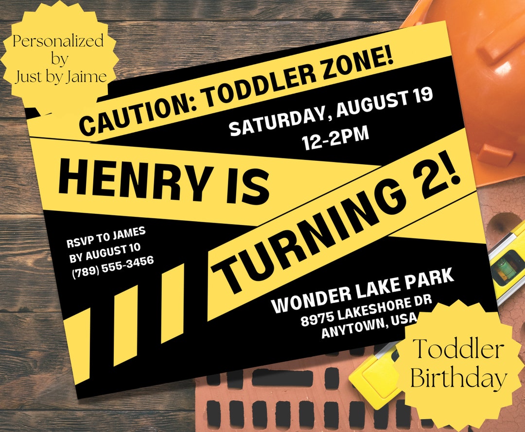 Construction Toddler Birthday Party Invitation/invite-girl Boy B-day ...