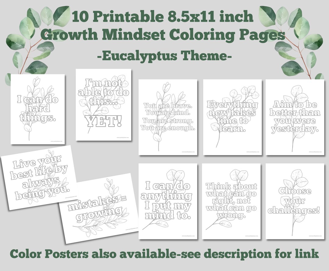 Printable Growth Coloring Pages-motivational Classroom Decor-elementary ...