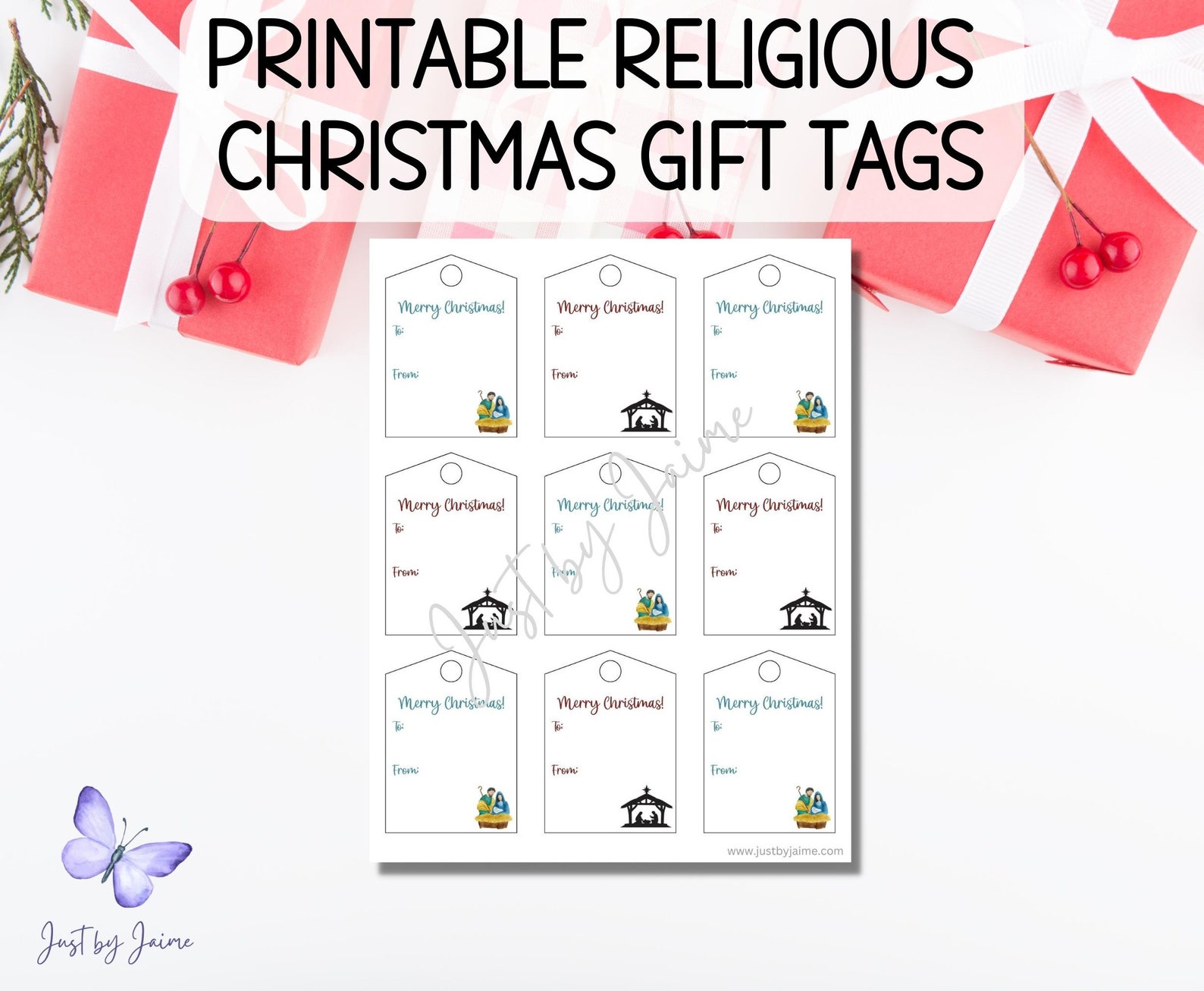 Printable Religious Christmas Gift Tags-holy Family-nativity-instant ...