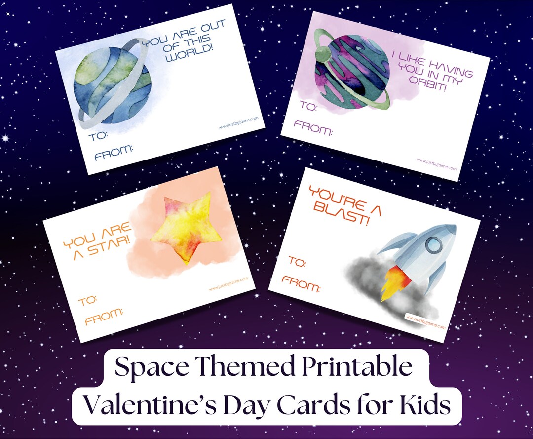 Printable Space Themed Valentine's Day Cards for Kids From Classmates ...