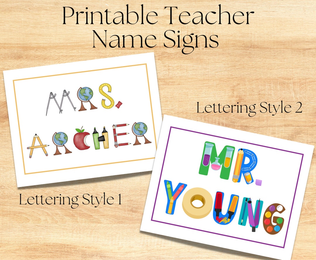 Teacher Name Sign-printable-school Supply-classroom Decor-gift for New ...