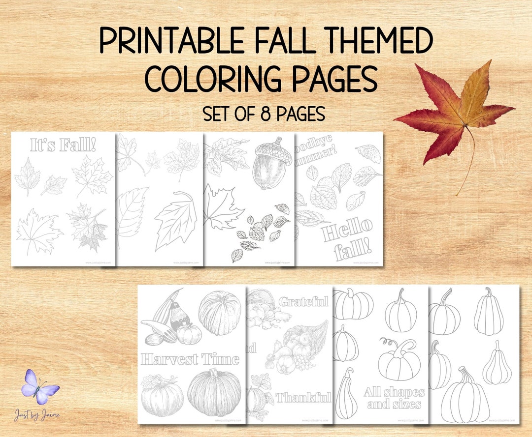 Fall/autumn Themed Coloring Pages/sheets-instant Download-leaves ...