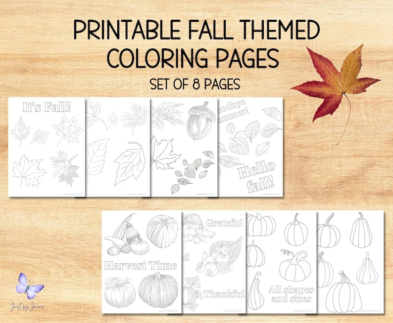 Fall/autumn Themed Coloring Pages/sheets-instant Download-leaves ...