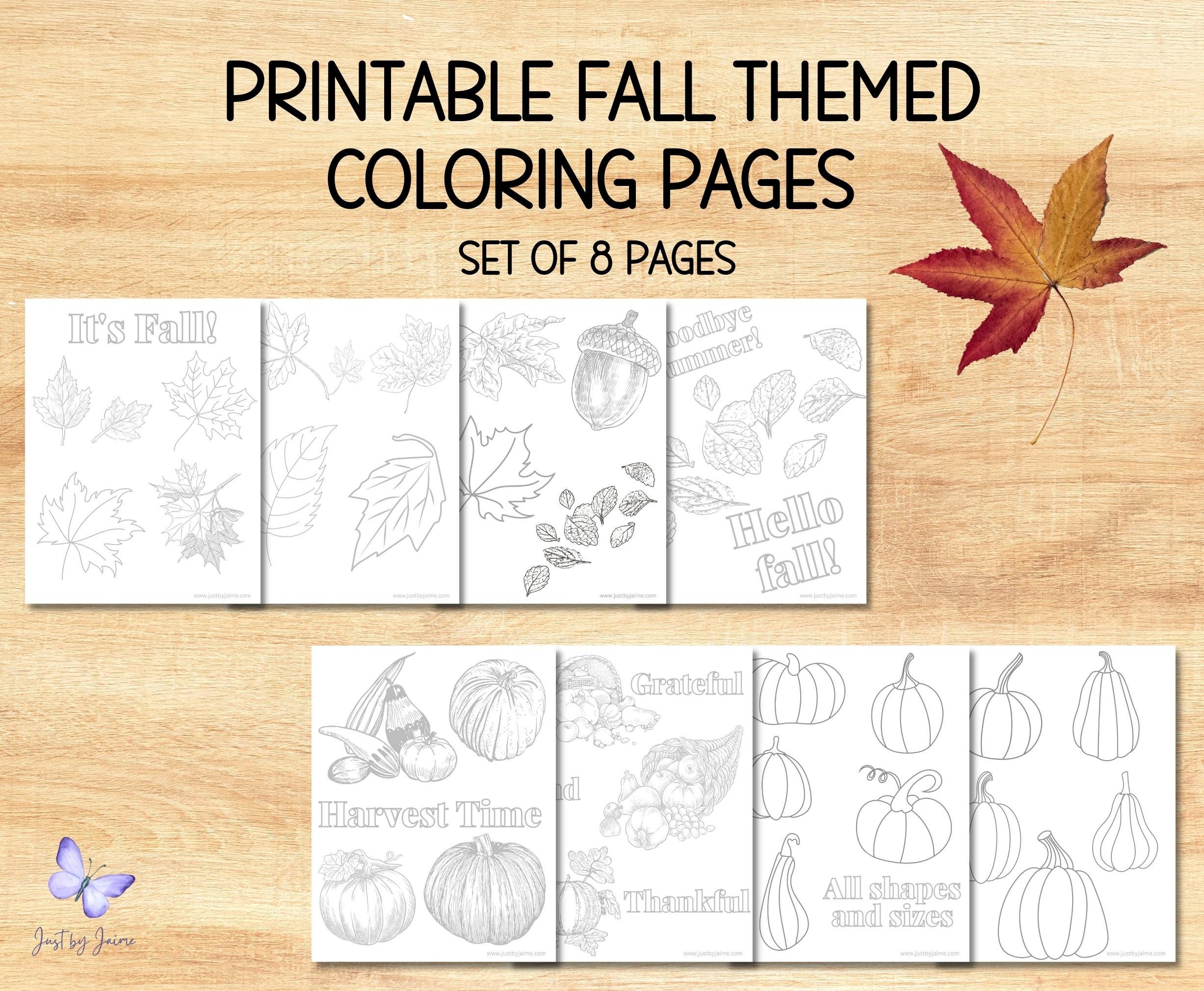 Fall/autumn Themed Coloring Pages/sheets-instant Download-leaves ...