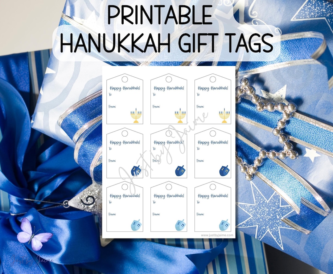 Printable Hanukkah/chanukah Gift Tags-menorah-dreidel-instant Download ...
