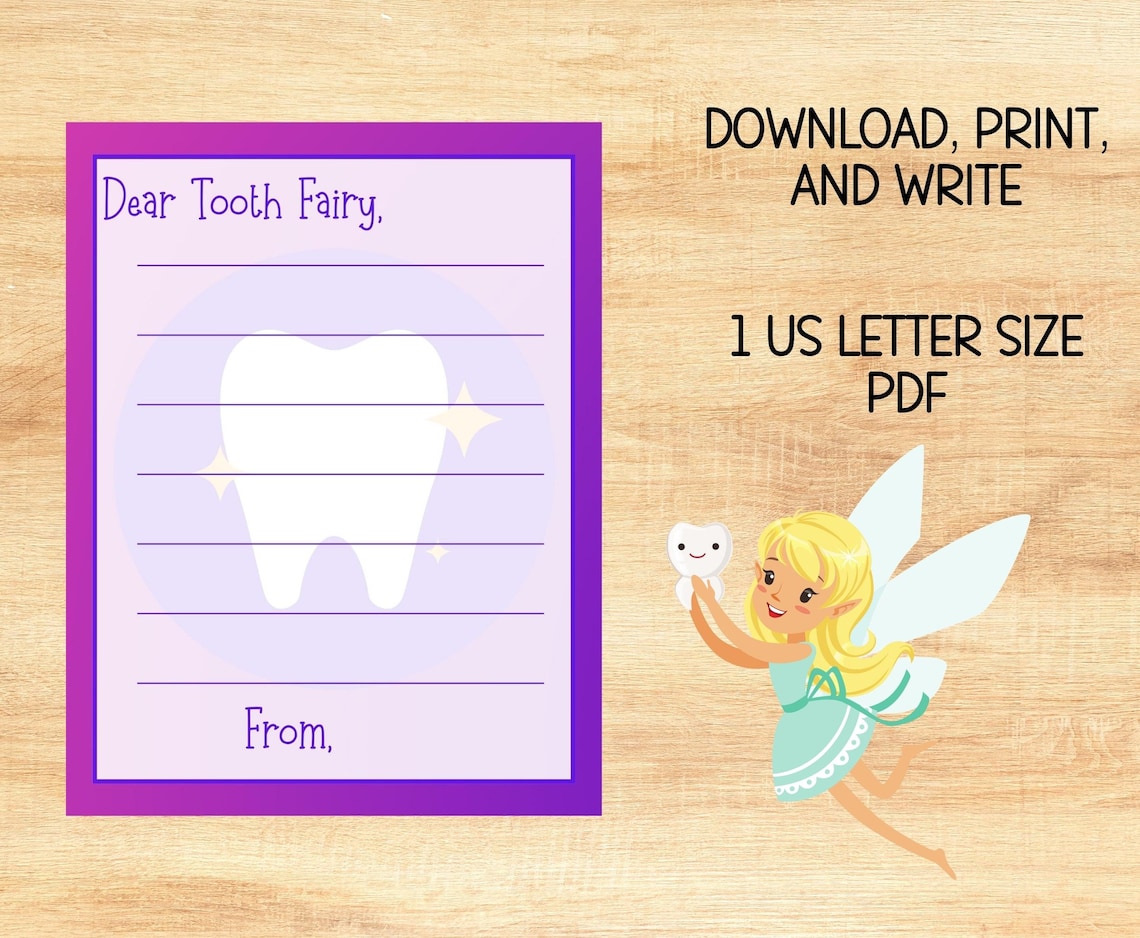 Printable Letter to Tooth Fairy-loose Tooth-instant Download-write ...