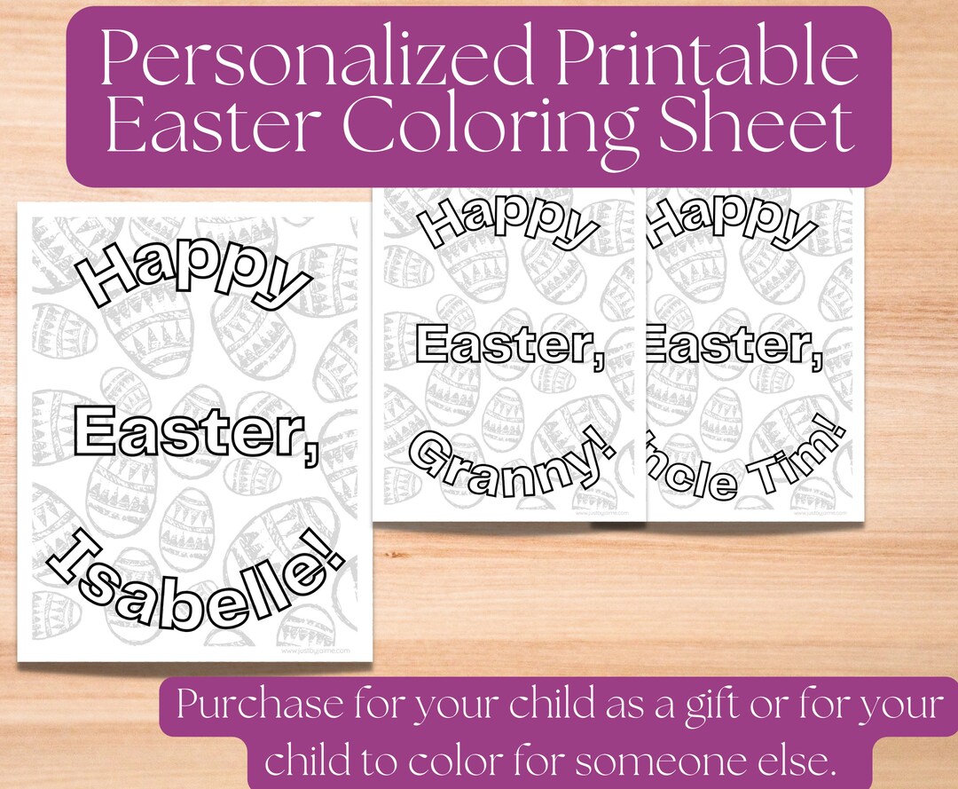 Personalized Printable Easter Coloring Page/sheet-digital Download ...