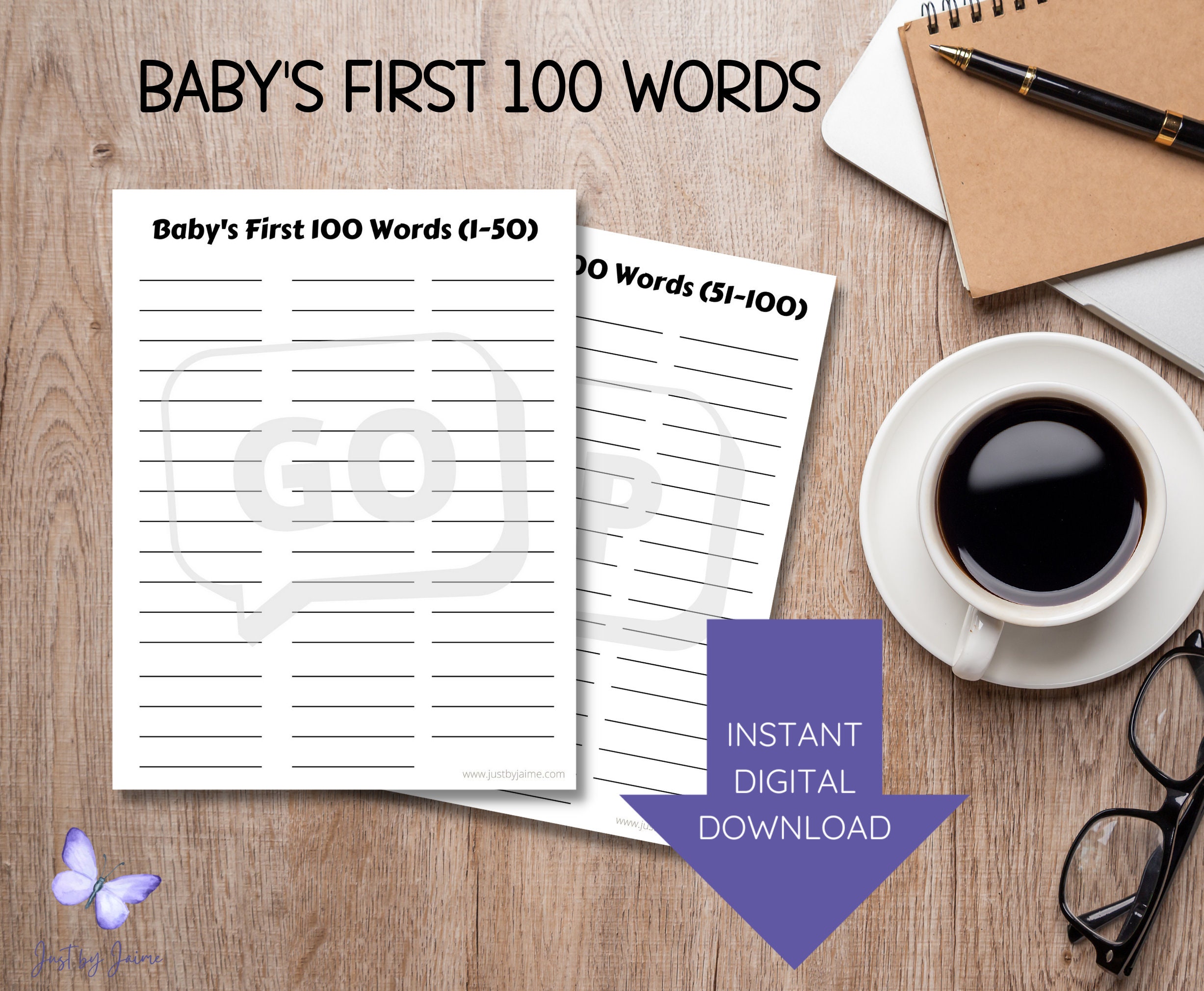 Printable Baby's First 100 Words Sheet-instant Download-keep Track of ...