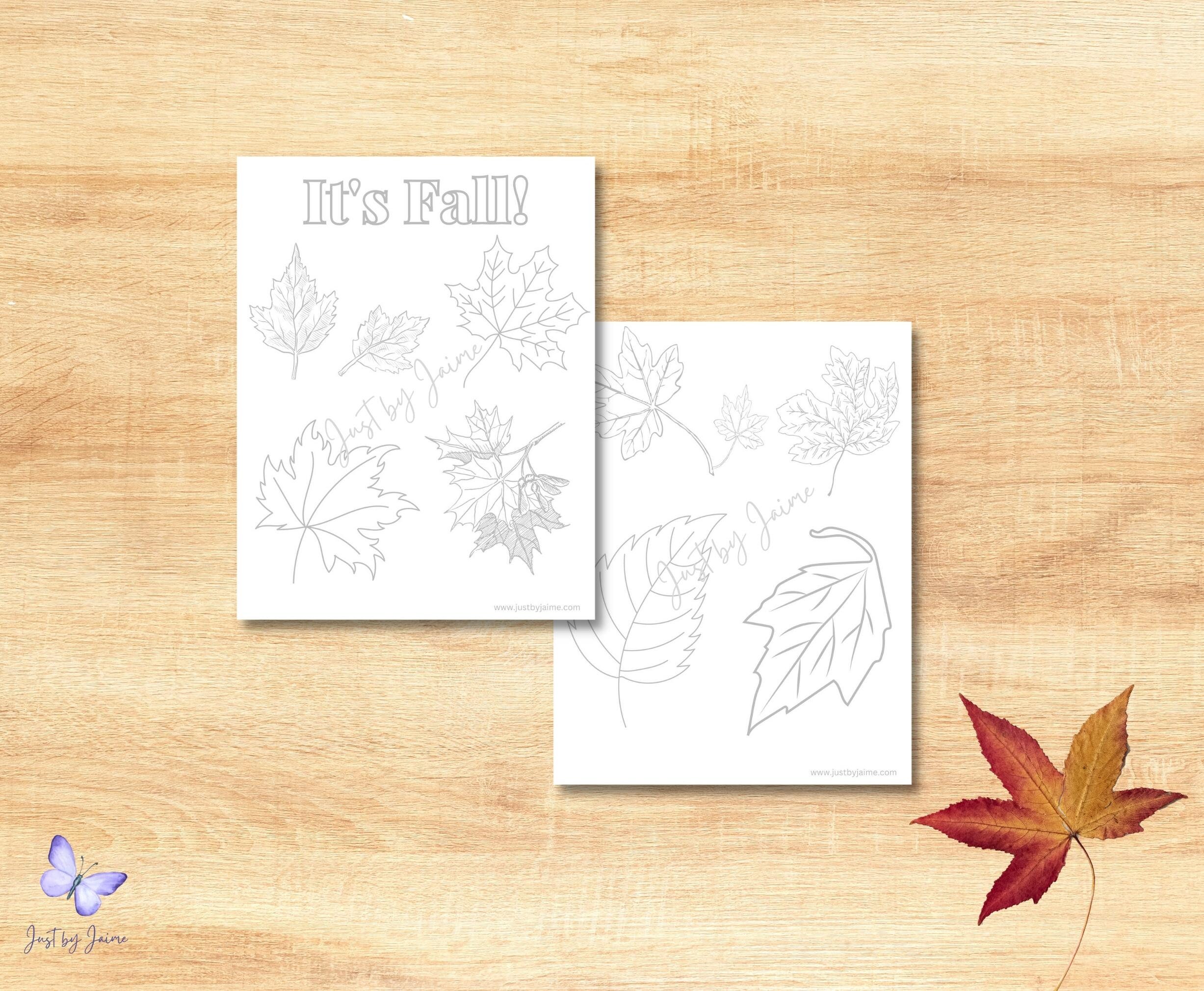 Fall/autumn Themed Coloring Pages/sheets-instant Download-leaves ...