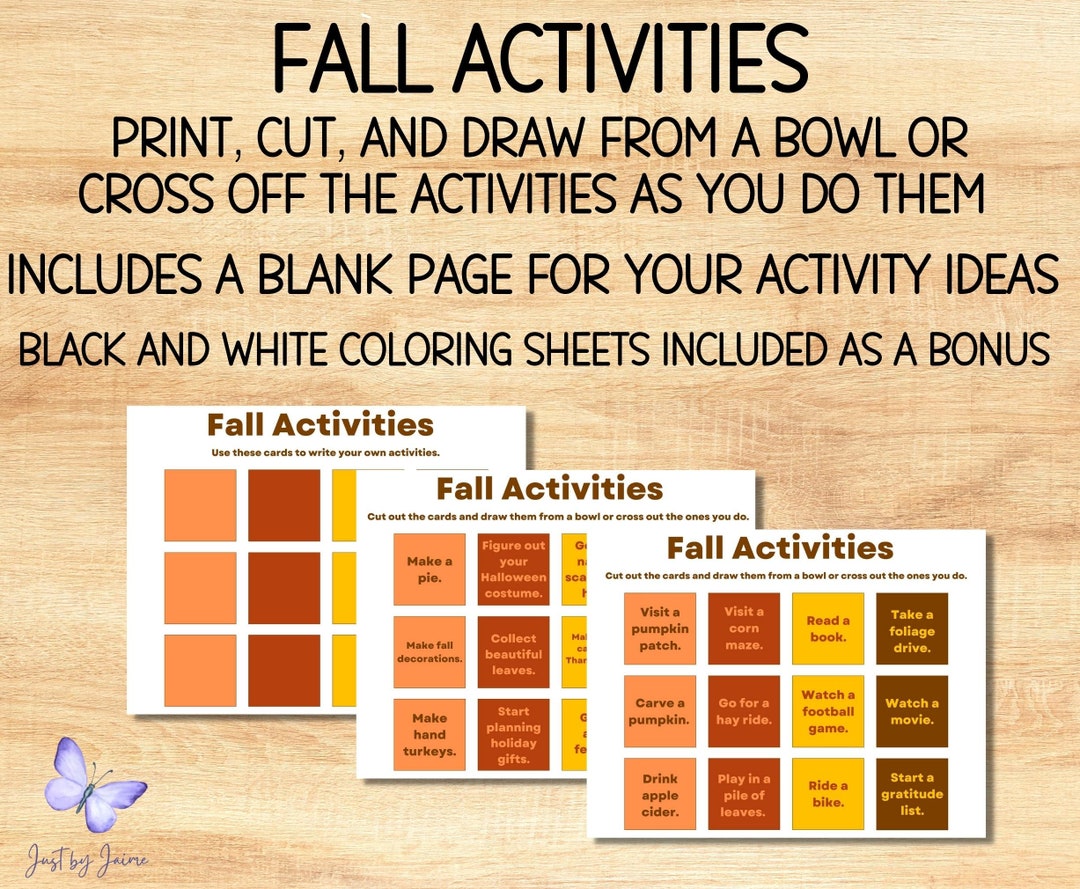 Fall/autumn Activity/activities Cards-kids Fall Activity Pack-instant ...