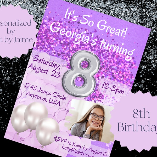 Eighth Birthday Party Invitation - Etsy UK