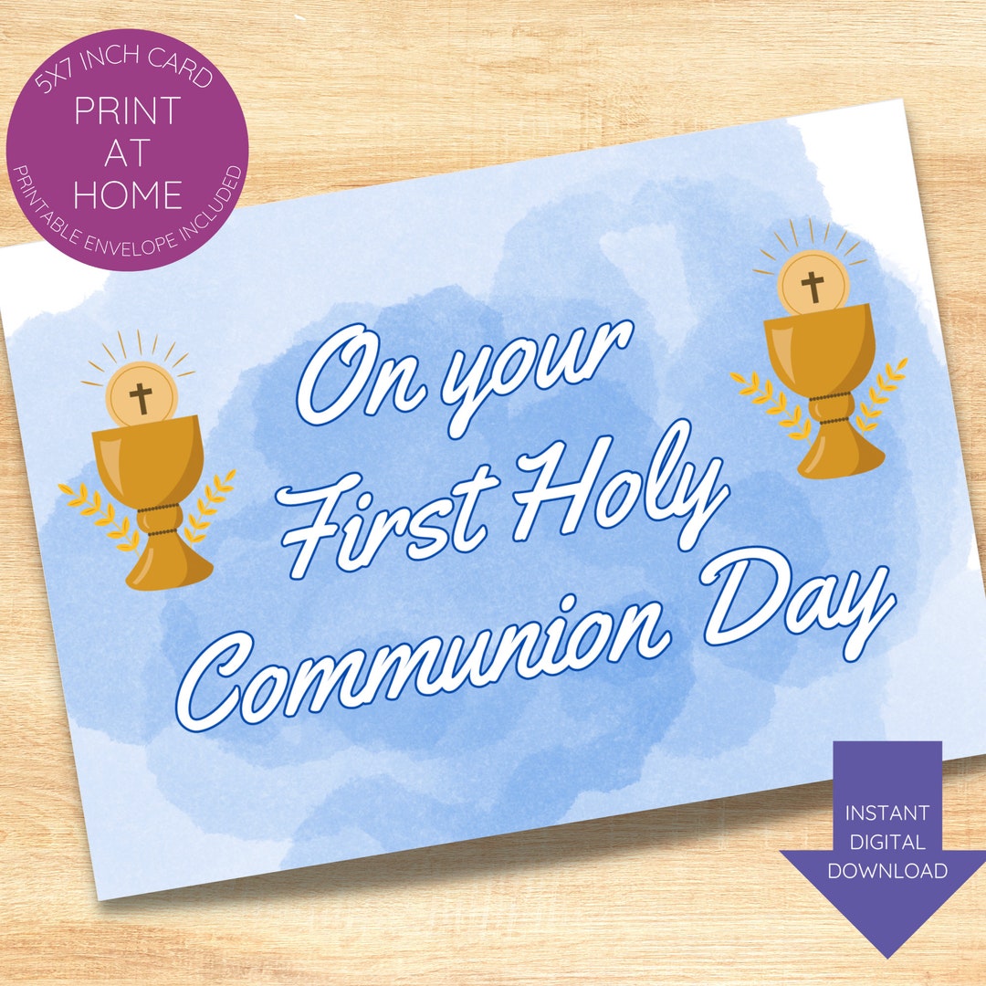 Blue First Holy Communion Printable Card-instant Download-for/from ...