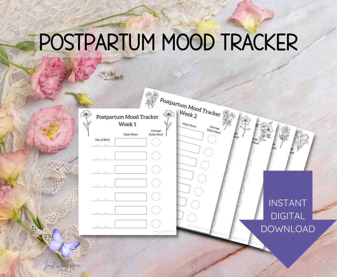 Printable Postpartum Mood Tracker-instant Download-take to 6 Week ...