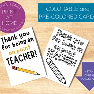 Printable Teacher Appreciation Cards-pre-colored & Colorable-instant ...