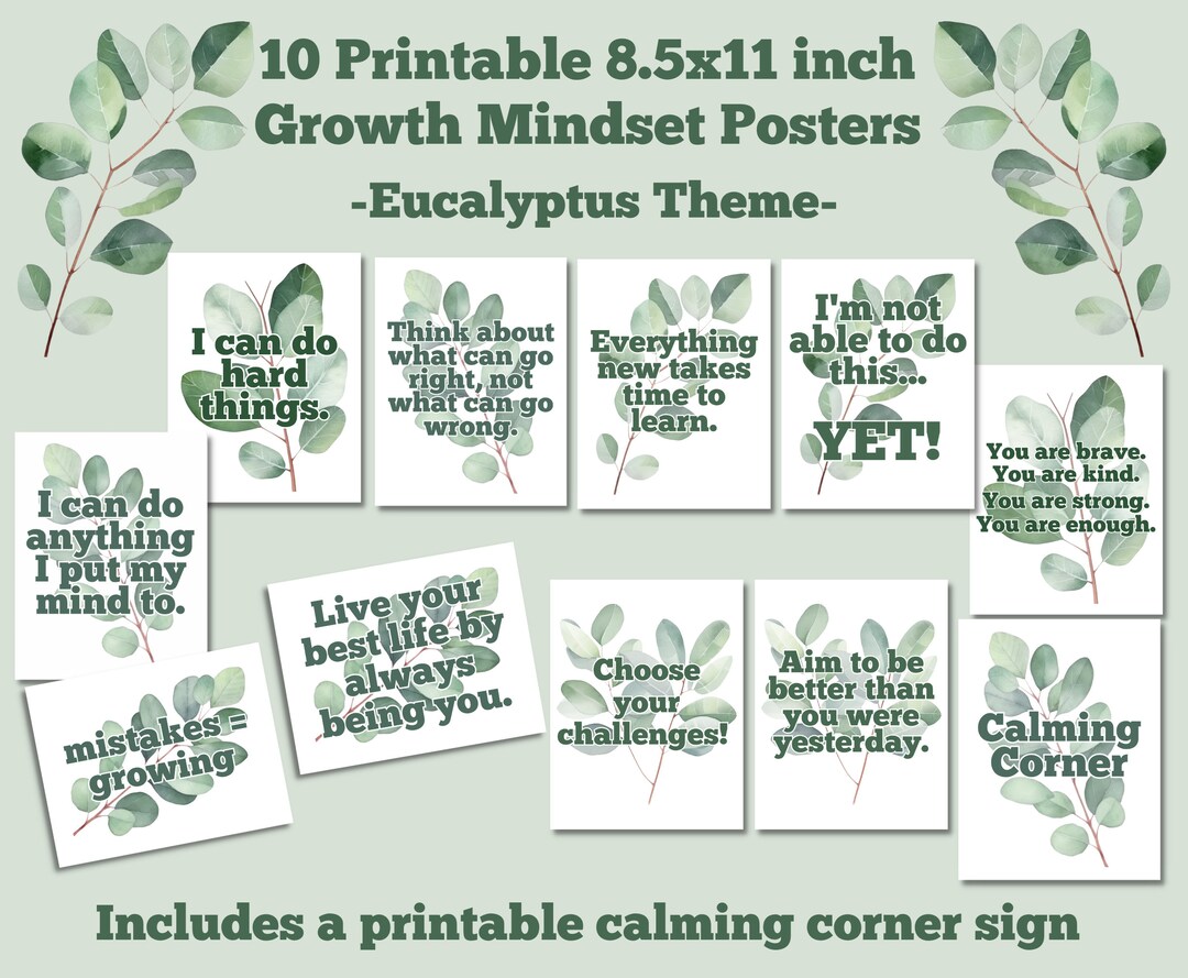 Printable Growth Mindset Posters-motivational Classroom Decor ...