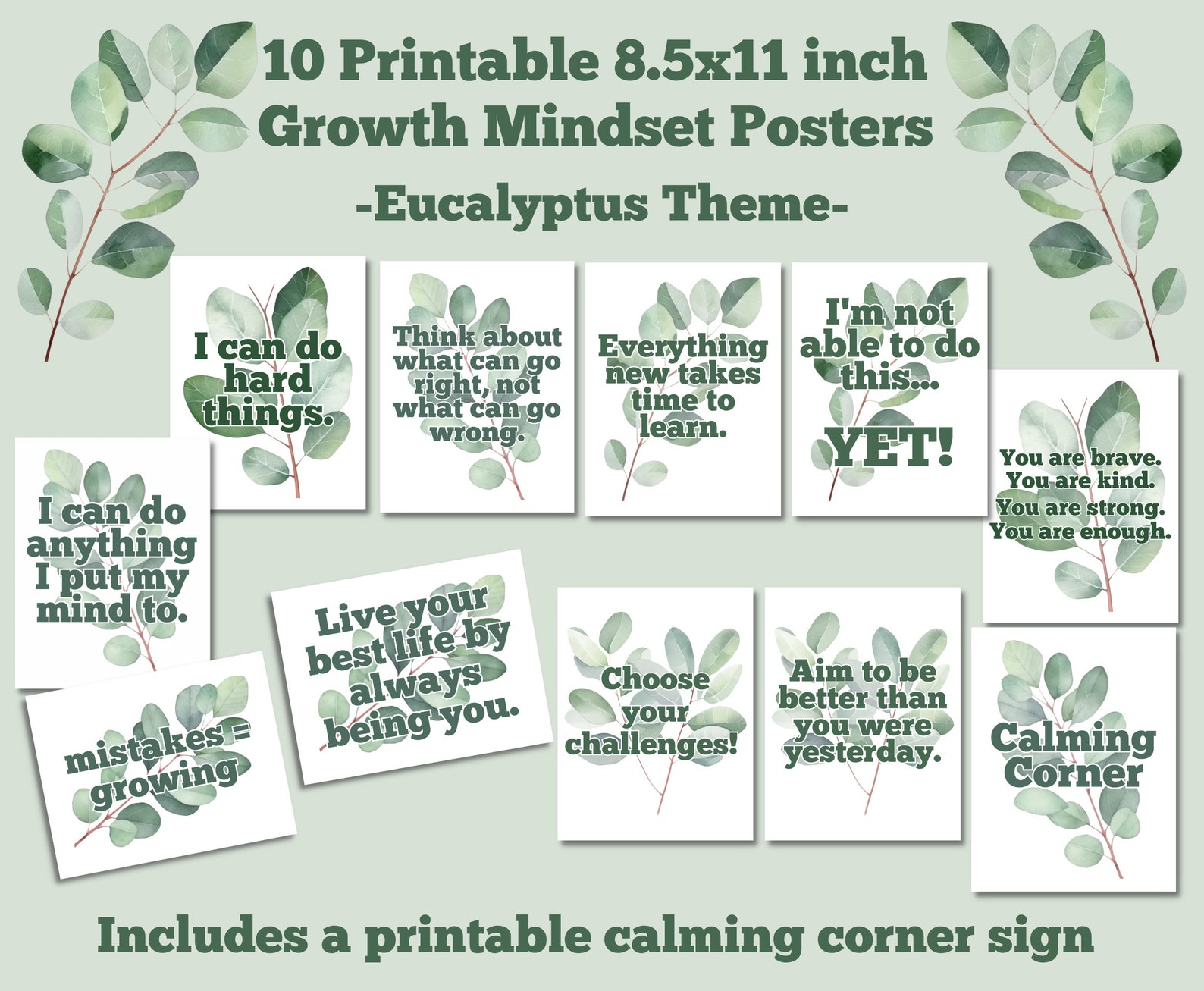 Printable Growth Mindset Posters-motivational Classroom Decor ...