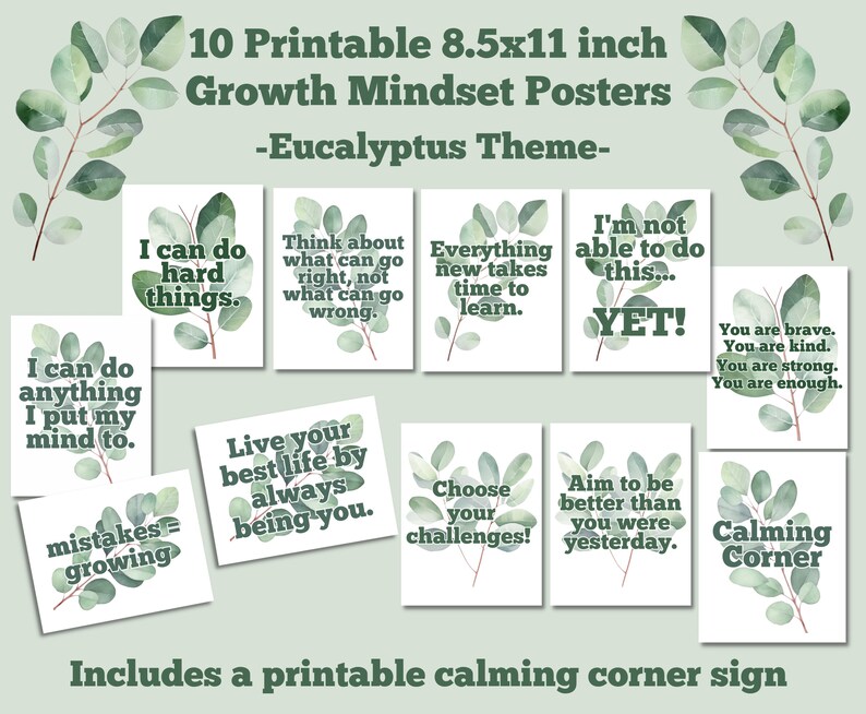 Printable Growth Mindset Posters-motivational Classroom Decor ...