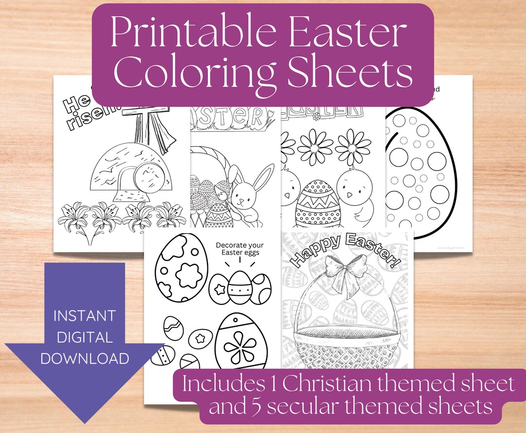 Printable Easter Coloring Pages/sheets-instant Download-basket Filler ...