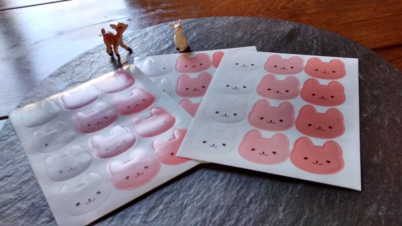 12 or 24 Stickers Cute Pink Bunny Rabbit Face Kawaii Sticker 3 - Etsy