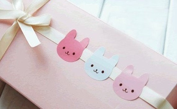 12 or 24 Stickers Cute Pink Bunny Rabbit Face Kawaii Sticker 3 - Etsy