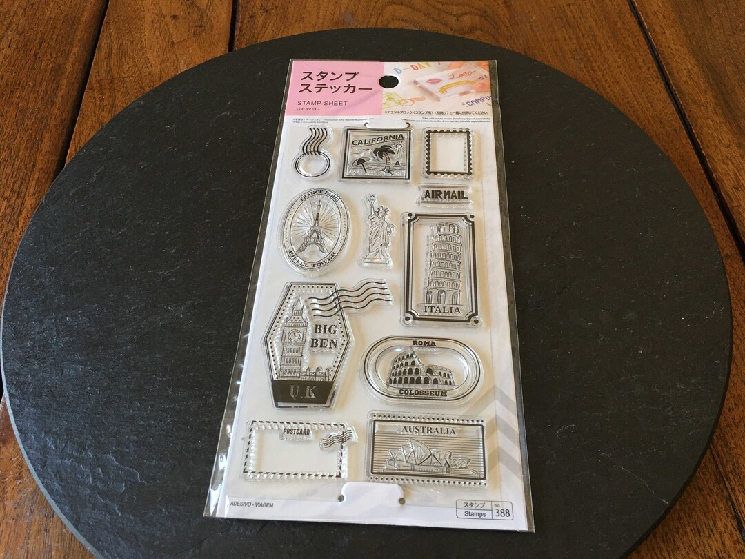 1 NIP Clear Cling Travel & Postal Stamp Set for Acrylic Block - Etsy