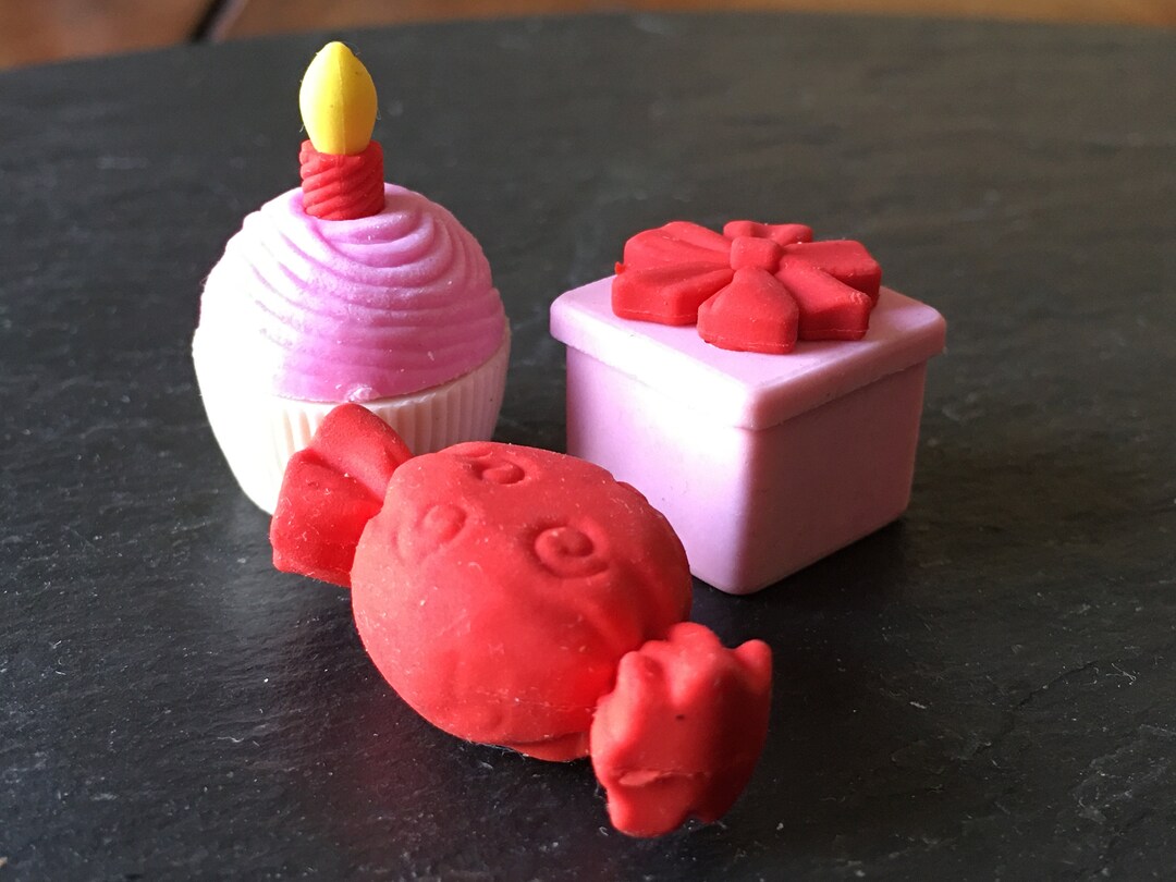 1+ Dessert Food Theme Puzzle Erasers 1.25x1" Birthday Cupcake & Candle ...