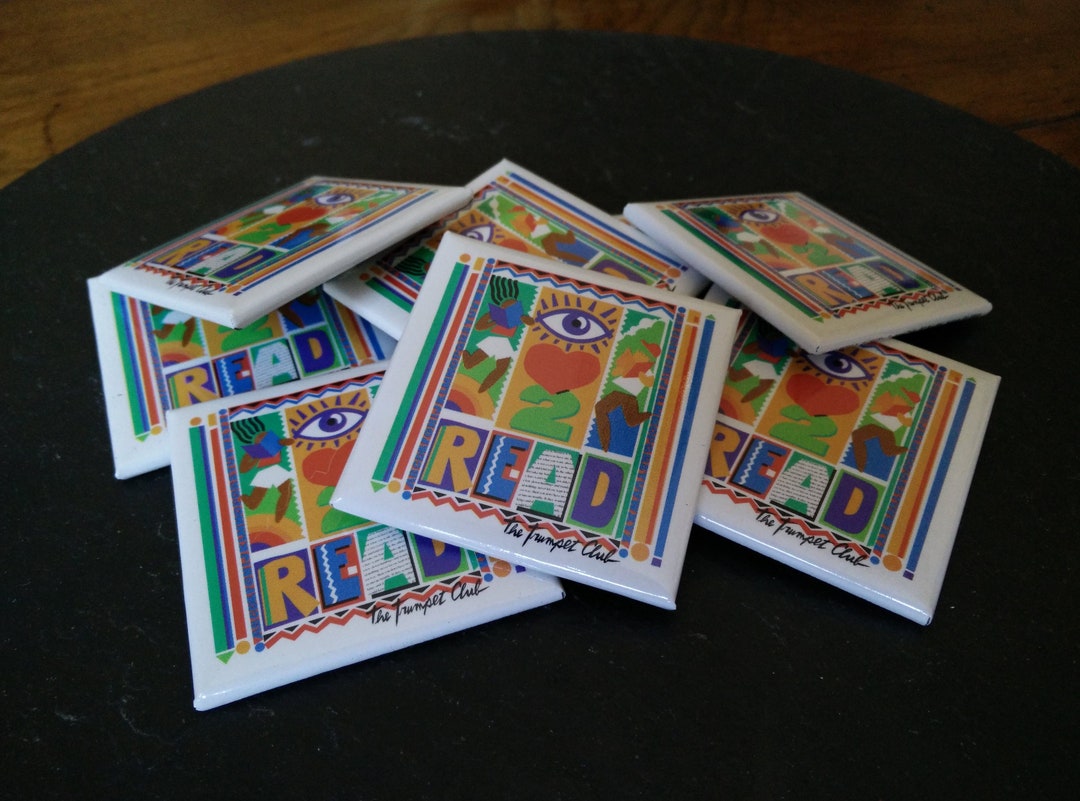 VTG 90s 1+ Eye Heart 2 Read Badge Pin I Love to Read Retro Backpack ...