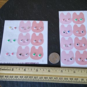 12 or 24 Stickers Cute Pink Bunny Rabbit Face Kawaii Sticker 3 Colors ...