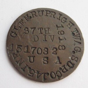 WWI American Army Trench Art Coin Identity Disc - Etsy