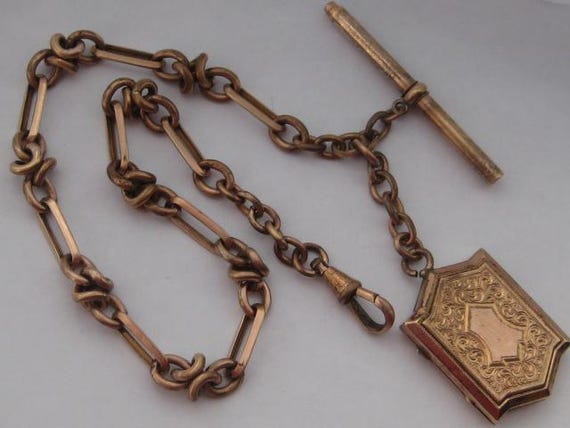 Ornate Edwardian rolled gold pocket watch chain and … - Gem