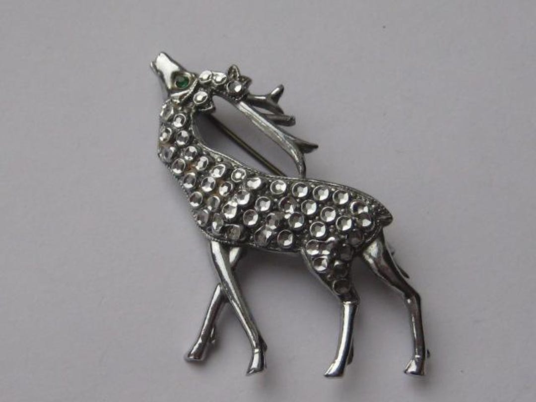 Charles Horner Staybrite Metal Stag Brooch - Etsy