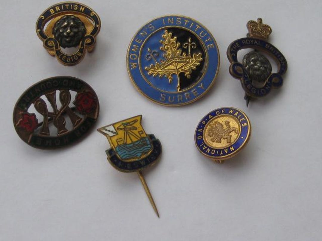 Vintage Enamel Badges and Pin - Etsy