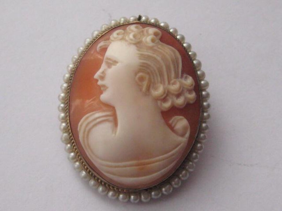 Vintage Carved Shell Cameo Brooch - Etsy