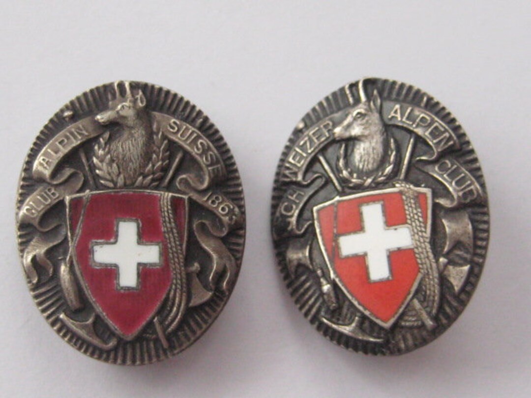 Vintage Alpine Club Metal Enamel Badges - Etsy